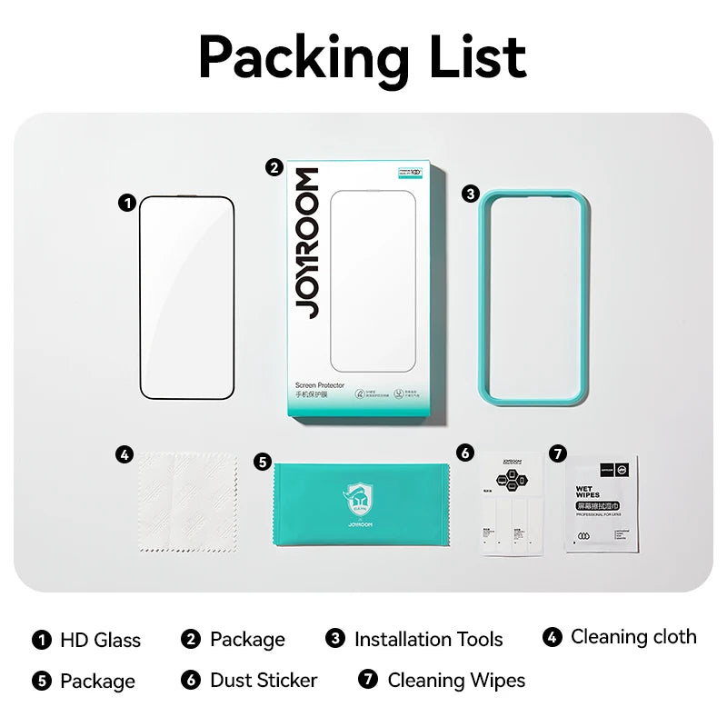 Joyroom 1/2/3pcs HD Glass Screen Protector for iPhone 16 15 14 13 12 1 ...